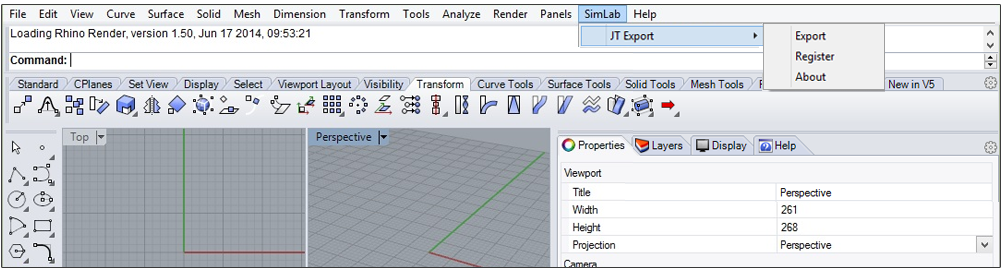 Simlab 3D Plugins - JT exporter for Rhino